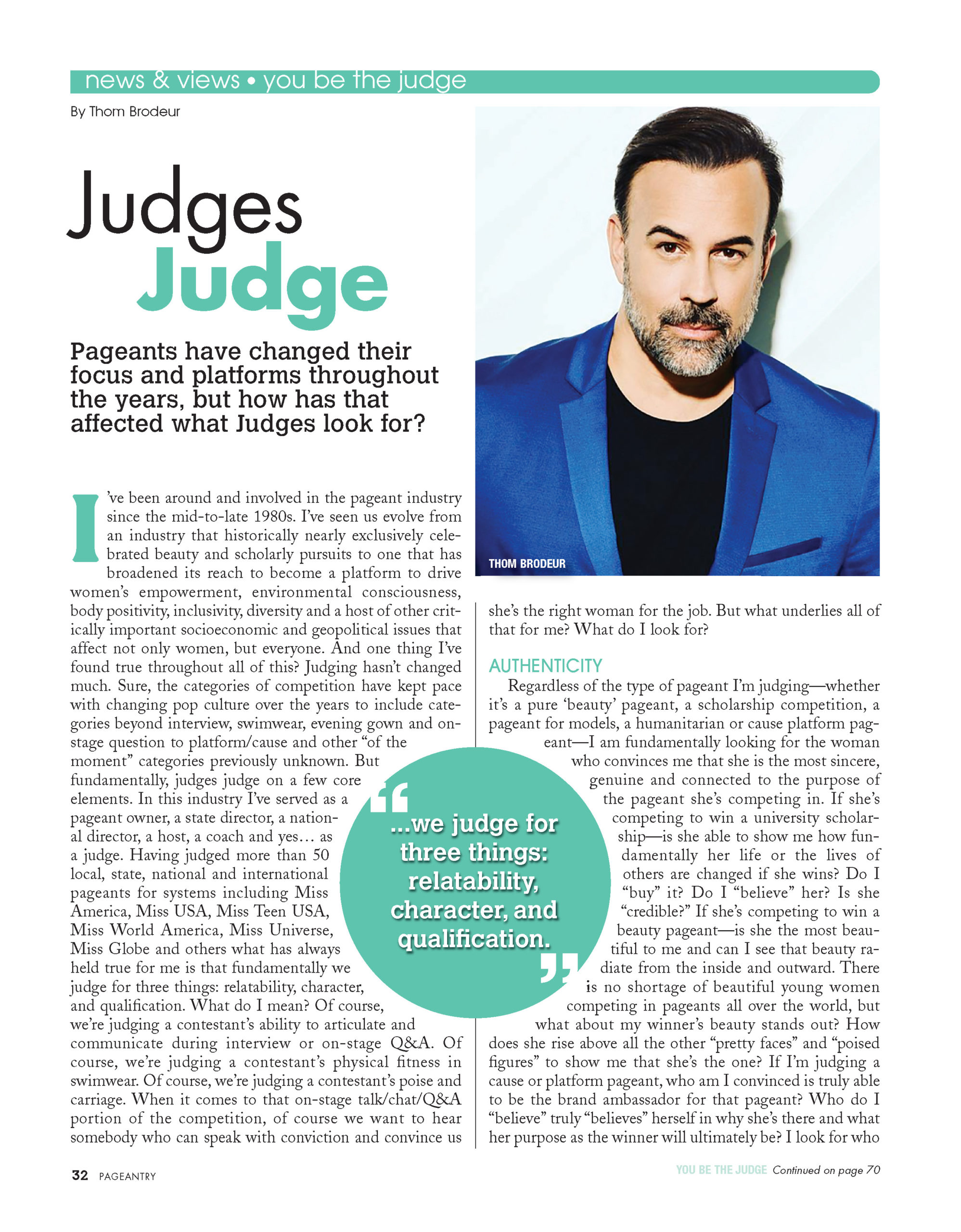 You Be The Judge: Thom Brodeur - Pageantry Magazine