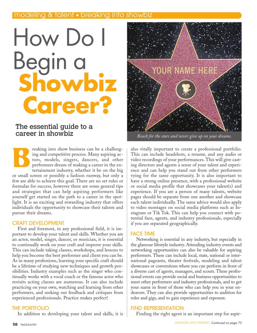 How Do I Begin a Showbiz Career? - Pageantry Magazine