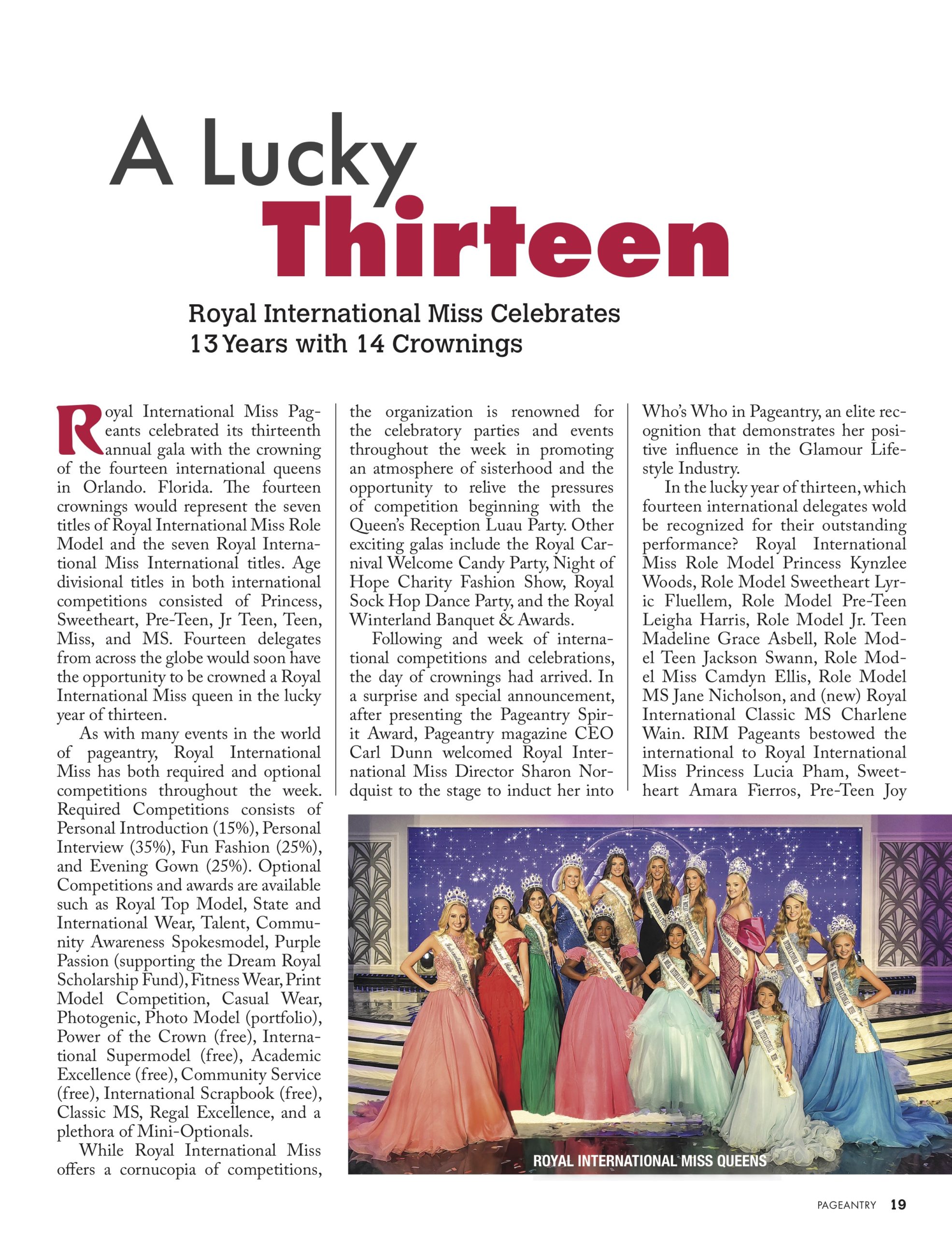 Royal International Miss: A Lucky Thirteen - Pageantry Magazine